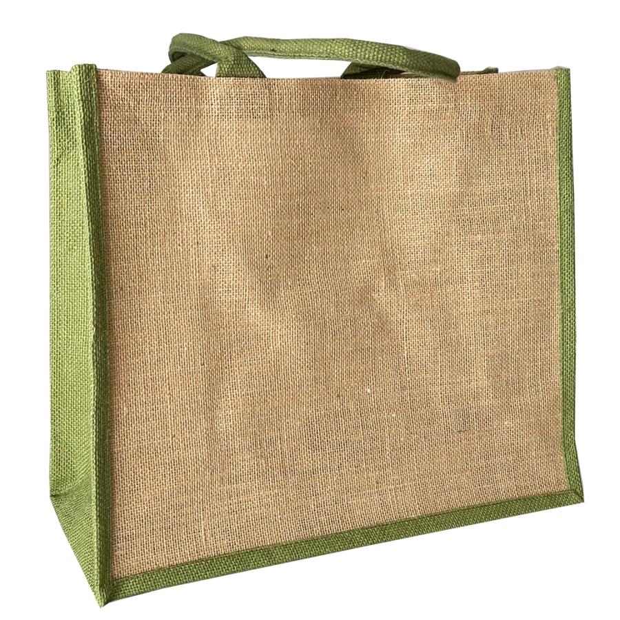 Stock Jute Market Bag with Olive Trim
